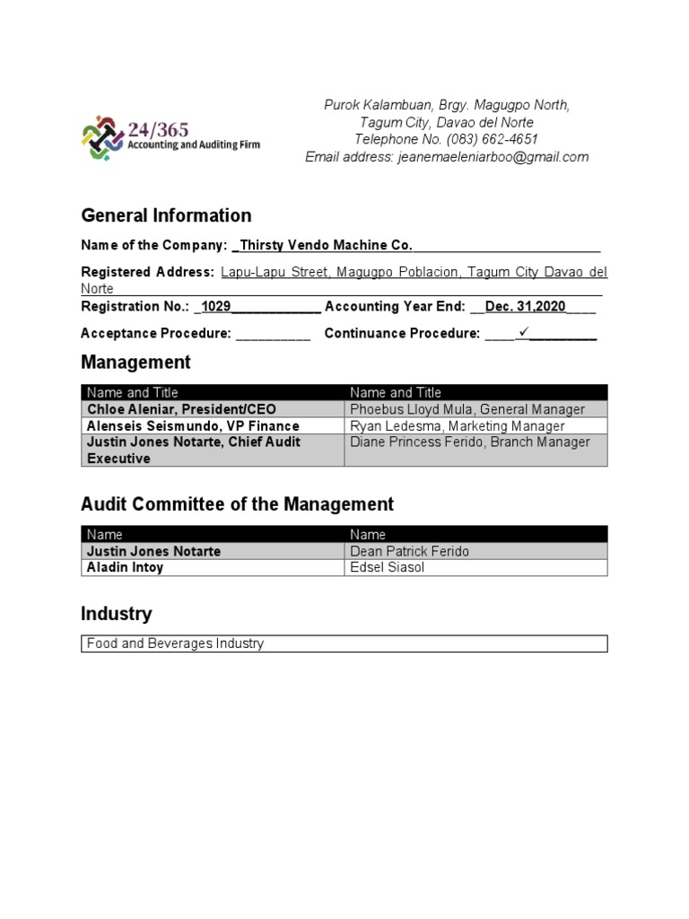 Client's Acceptance and Continuance Form | PDF | Certified Public ...