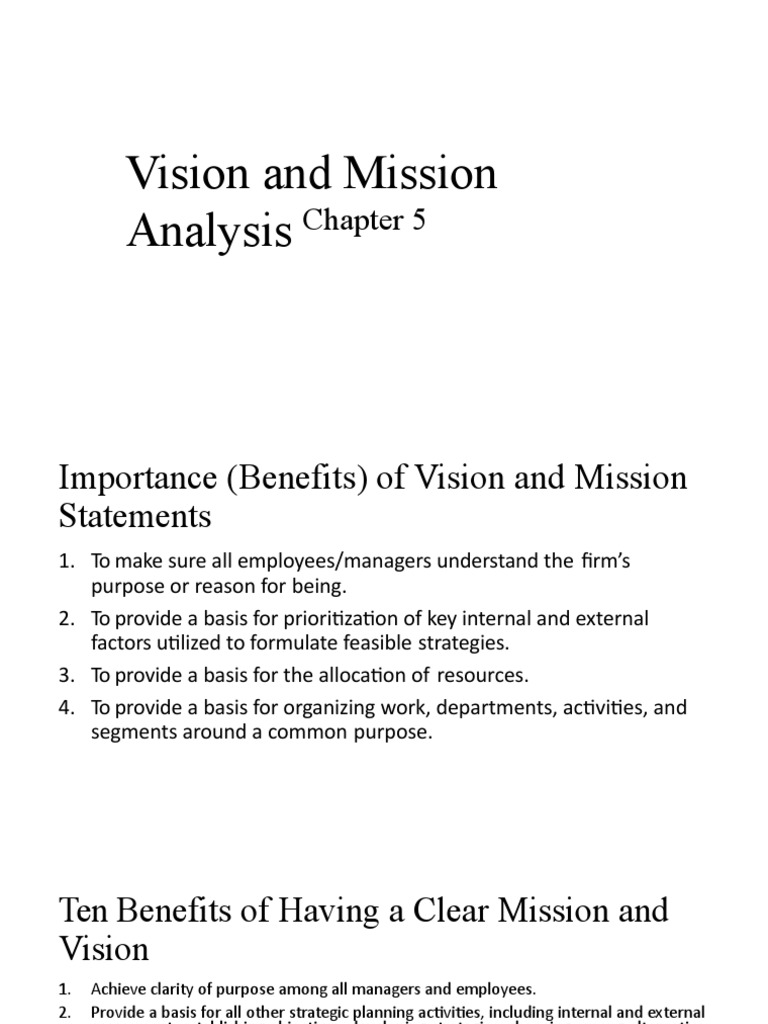 Chapter 5 - Vision and Mission Analysis | PDF | Employment | Business