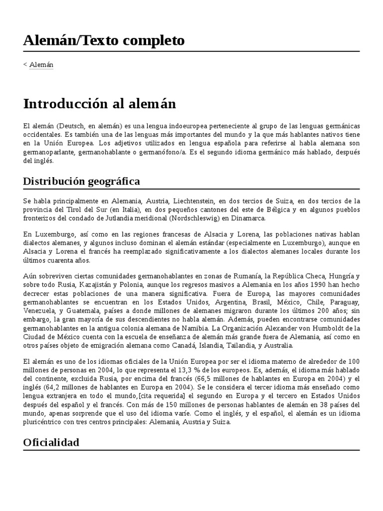 Alemán Texto Completo | PDF | Idioma aleman | Tipología Lingüística