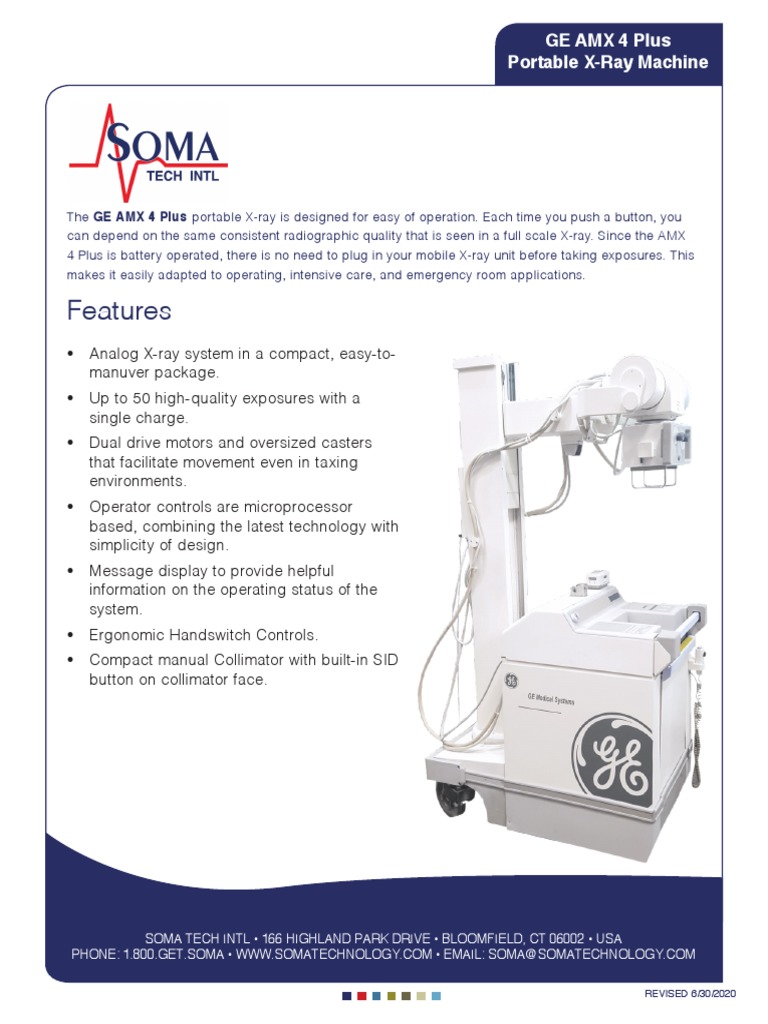 Features: Ge Amx 4 Plus Portable X-Ray Machine | PDF | Inch | X Ray