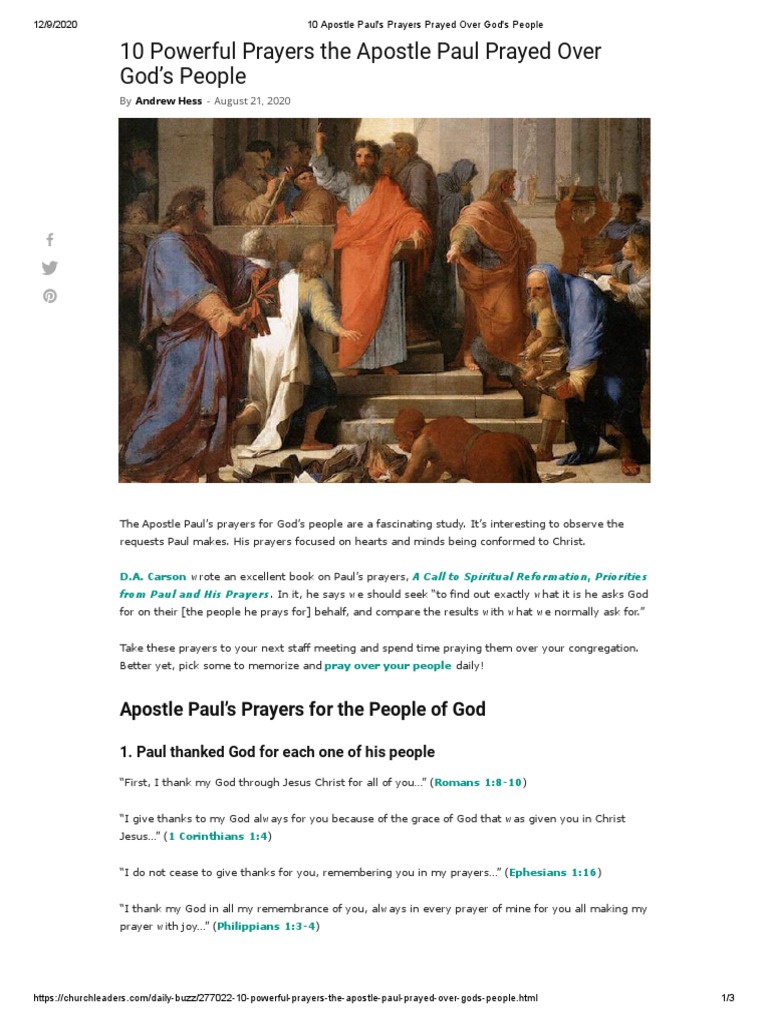 Apostle Paul S 10 Powerful Prayers Pdf Prayer Paul The Apostle