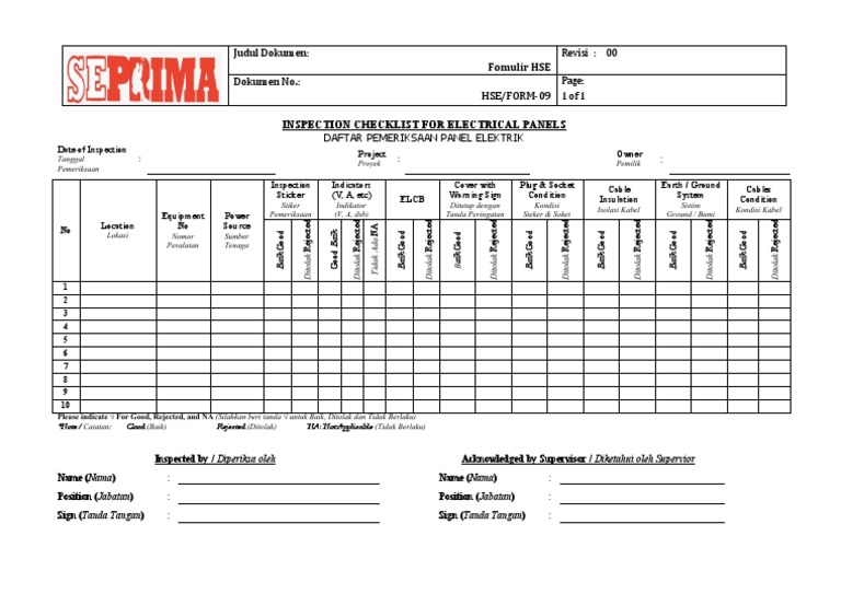 Inspeksi Panel Listrik Portabel | PDF