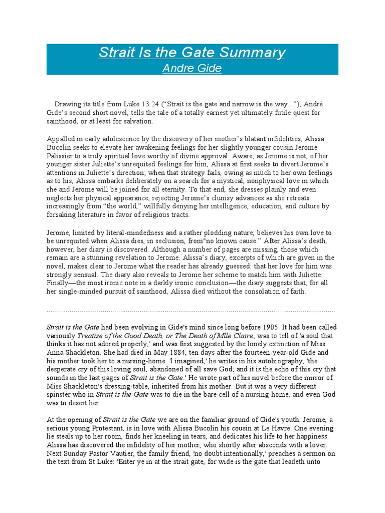 Strait Is The Gate Summary | PDF | Religion And Belief