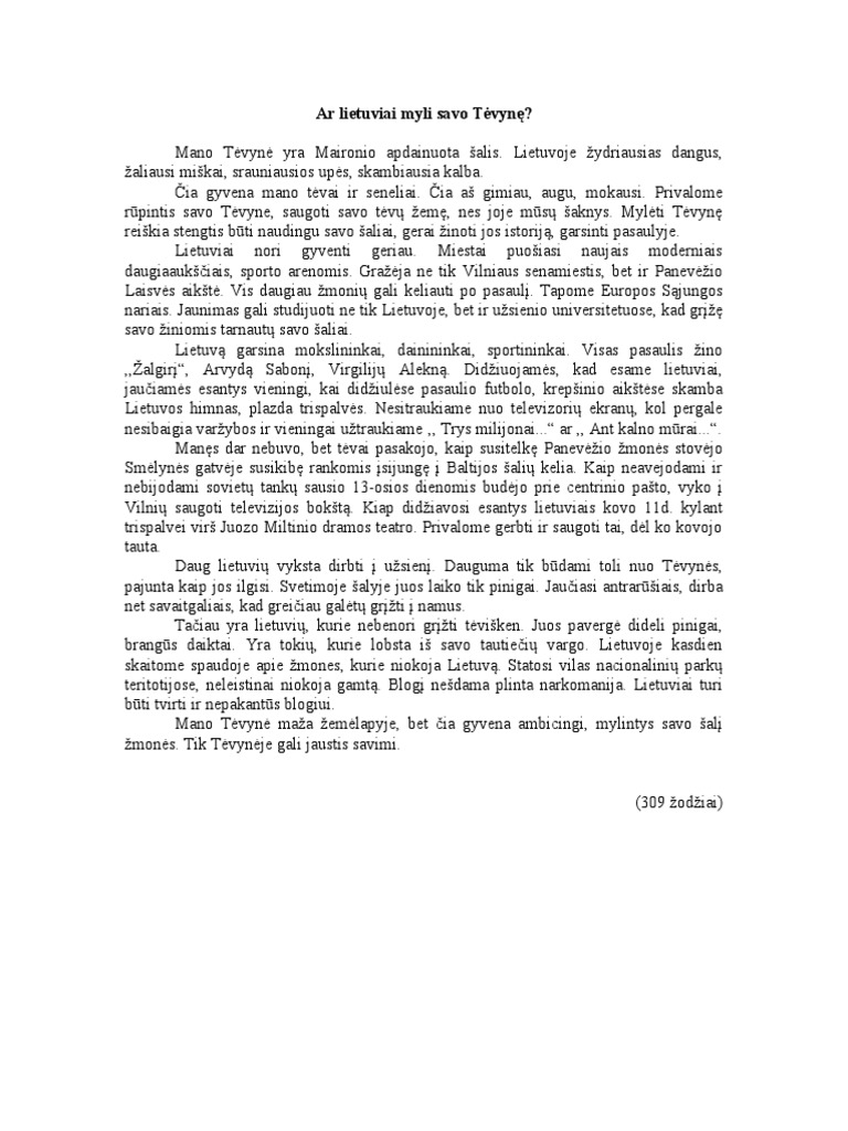 Ar Lietuviai Myli Savo Tevyne (Mano) (Speros - LT) | PDF
