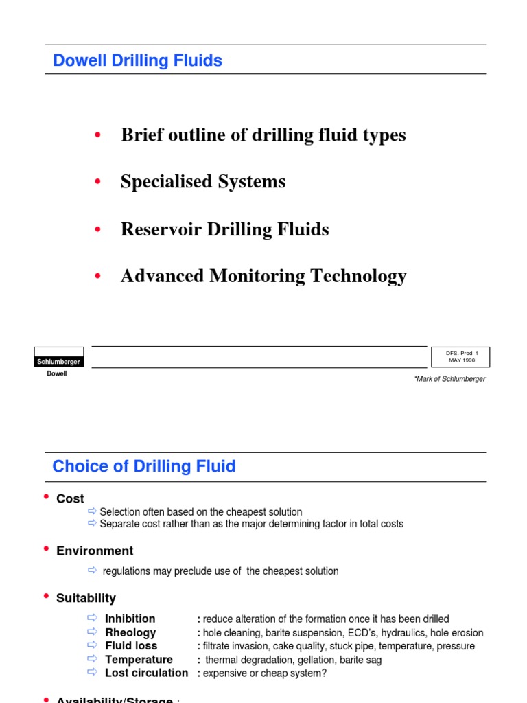 SLB Dowel Drilling Fluids | PDF | Filtration | Sodium Chloride