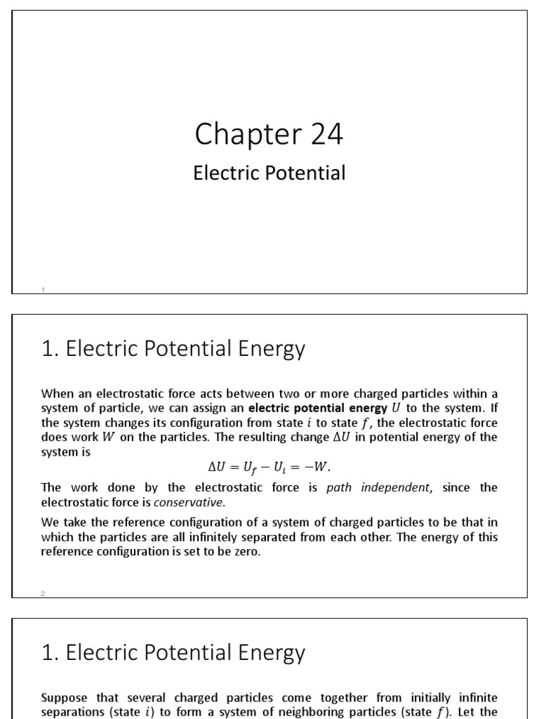 Chapter 24 | Download Free PDF | Electronvolt | Potential Energy