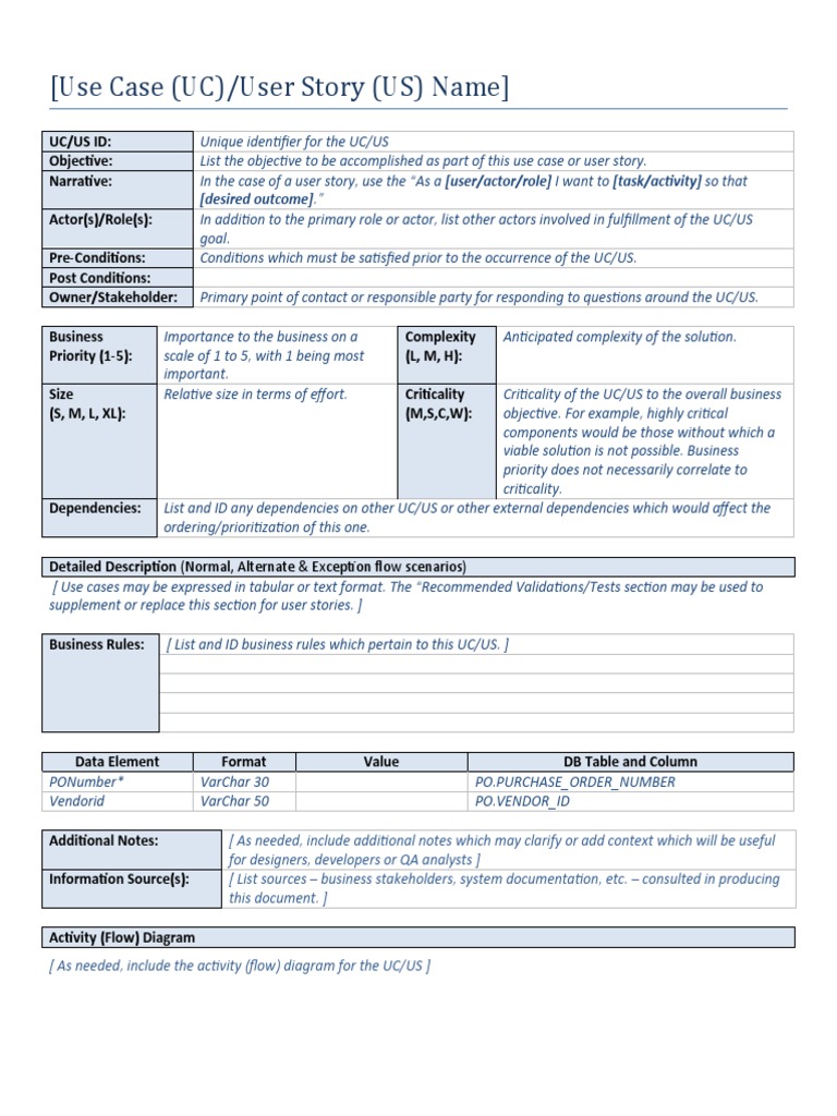 (Use Case (UC) /user Story (US) Name) : (Desired Outcome) ." | PDF ...
