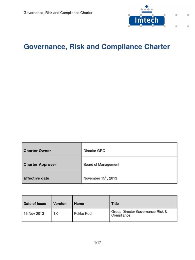 Governance, Risk and Compliance Charter PDF | PDF | Internal Audit ...