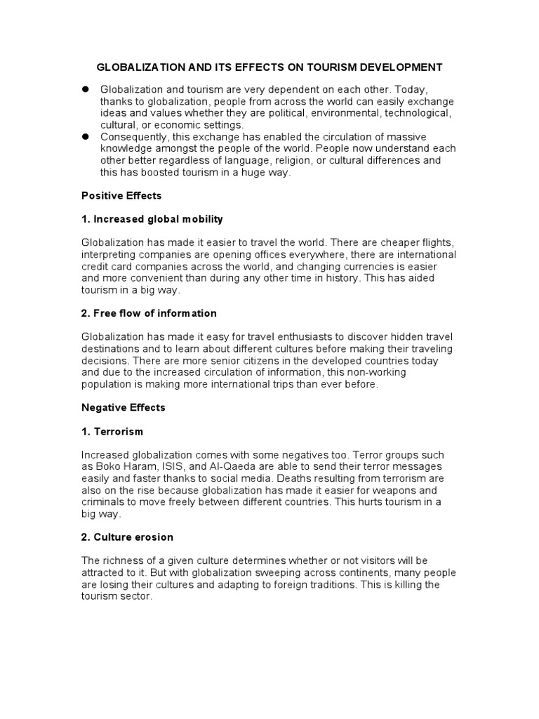 Globalization Boosts Tourism Through Increased Mobility And Information ...