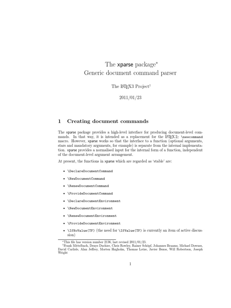 The Xparse Package. Generic Document Command Parser | PDF | Parameter (Computer Programming ...