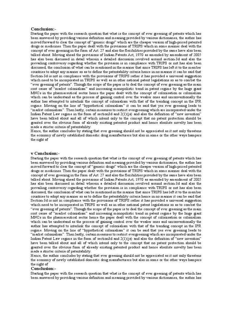 Conclusion | Download Free PDF | Patent | Colonialism