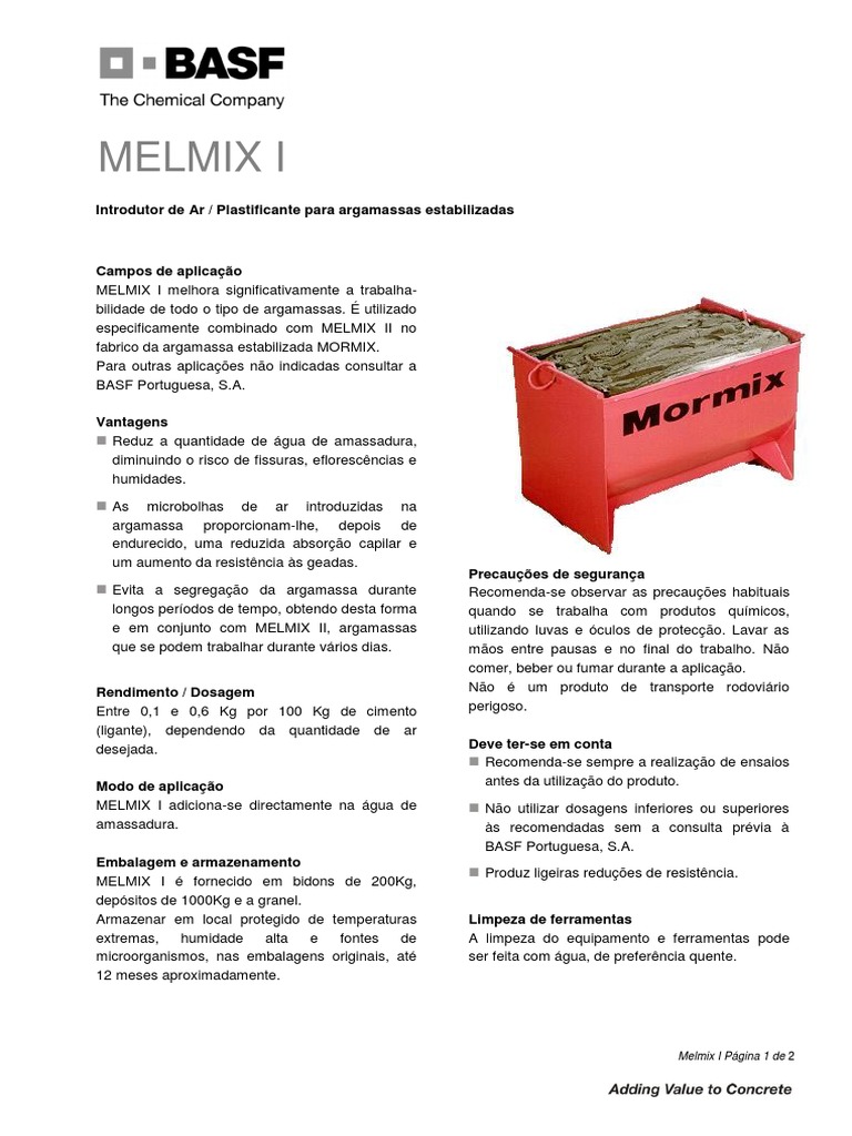 Melmix I | PDF | Embalagem e rotulagem | Argamassa (alvenaria)