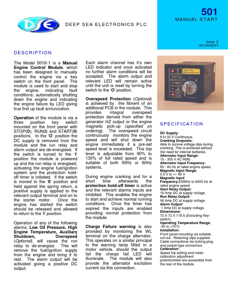 Especificaciones Tecnicas Deep Sea 501 - Español | PDF | Relay | Switch