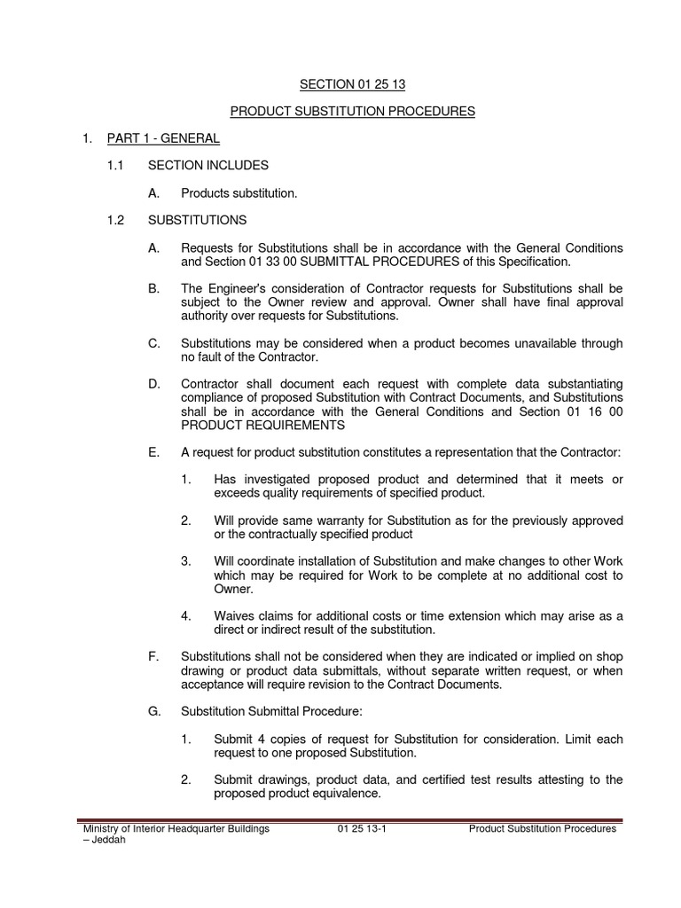 Jeddah Product Substitution Guidelines | PDF | Common Law | Government ...