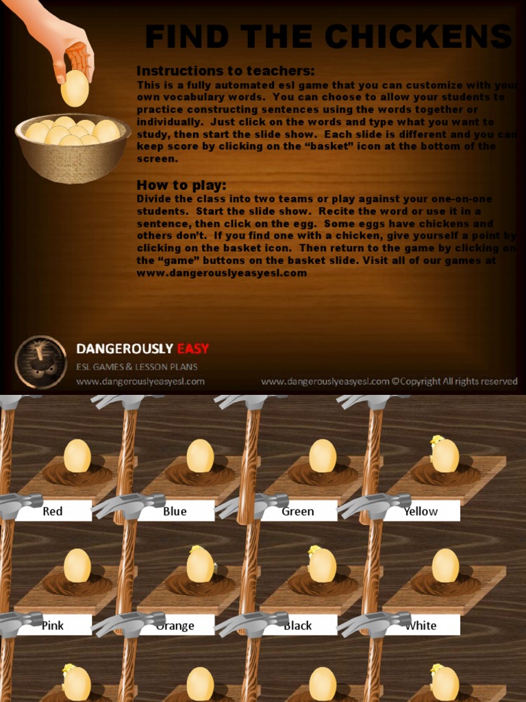Find The Chickens: Instructions To Teachers | PDF