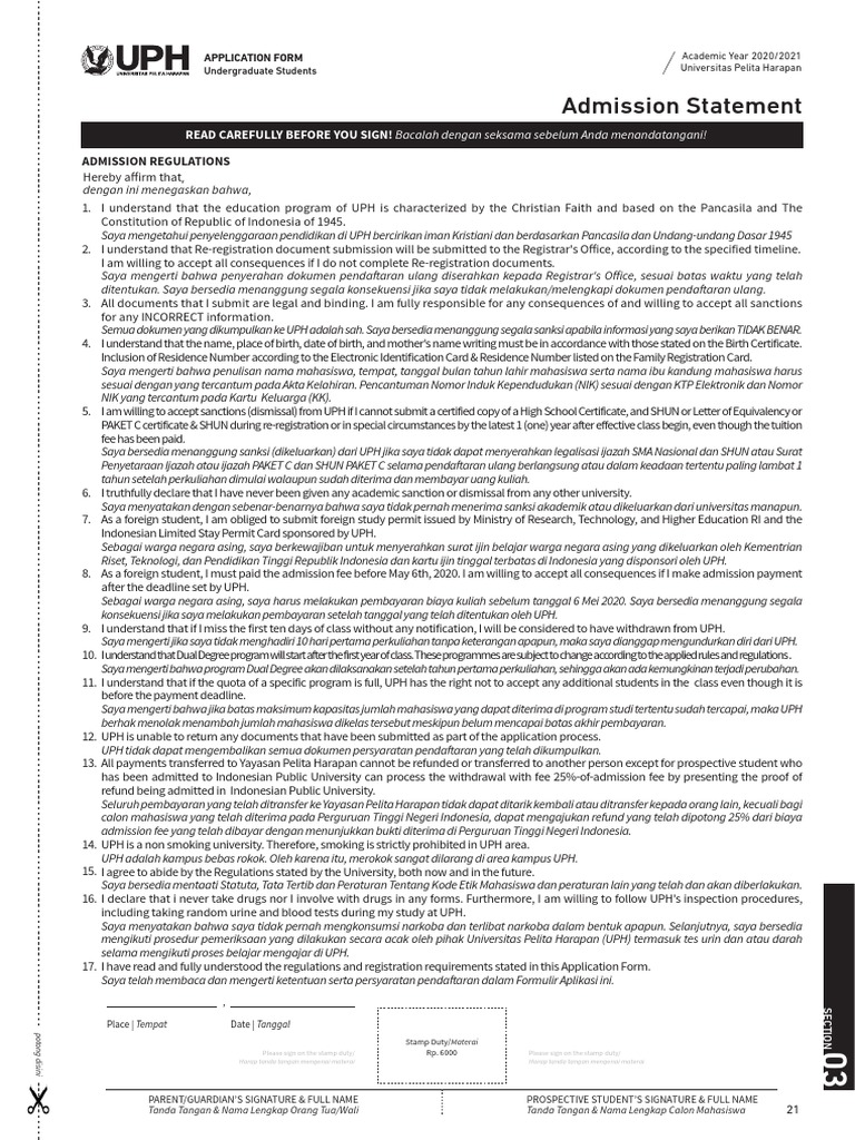 Admission Statement PDF | PDF