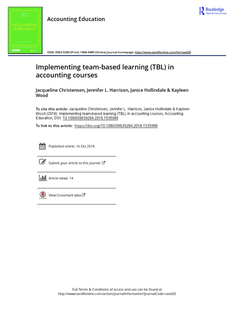 Implementing Team-Based Learning (TBL) in Accounting Courses | PDF | Constructivism (Philosophy ...