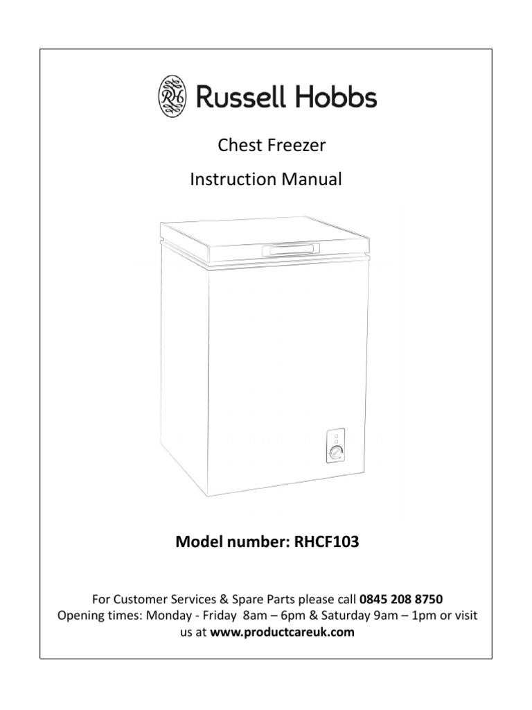 Chest Freezer Instruction Manual: Model Number: RHCF103 | PDF | Ac ...