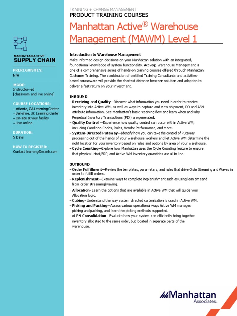 Manh Manhattan Active Warehouse Management Mawm Level 1 en PDF | PDF ...