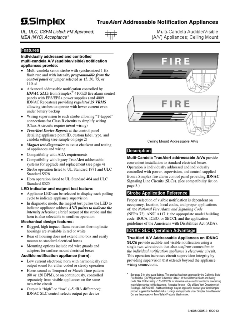 Truealert Addressable Notification Appliances: Features | Download Free ...