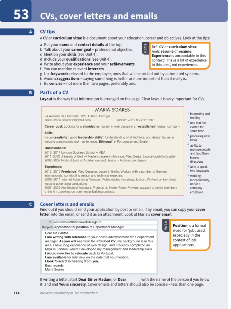 CVS, Cover Letters and Emails: CV Tips | PDF | Résumé | Communication