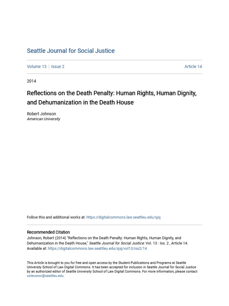 Reflections On The Death Penalty - Human Rights Human Dignity An | PDF ...