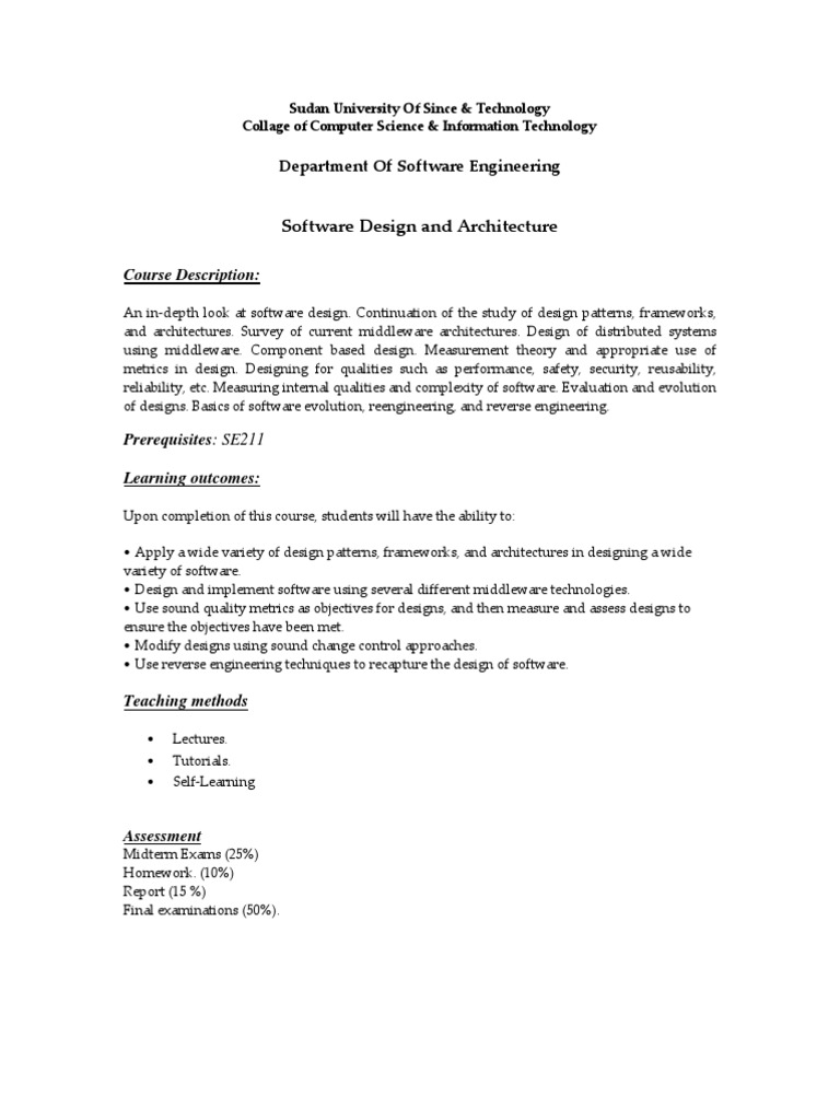 Software Design and Architecture | PDF | Design | Software