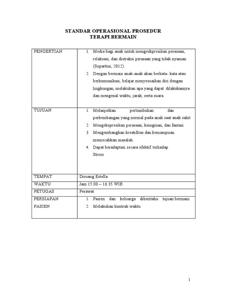 SOP Terapi Bermain untuk Anak | PDF | Pengembangan Diri