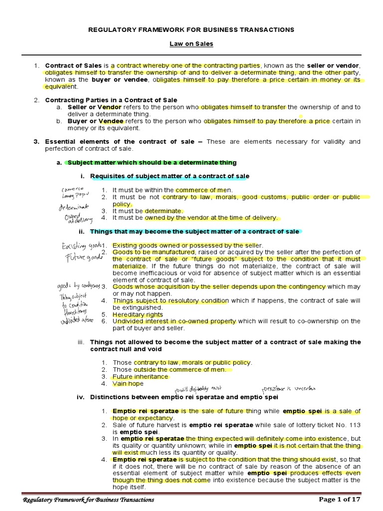 Handout 4 Law On Sales | PDF | Auction | Lease
