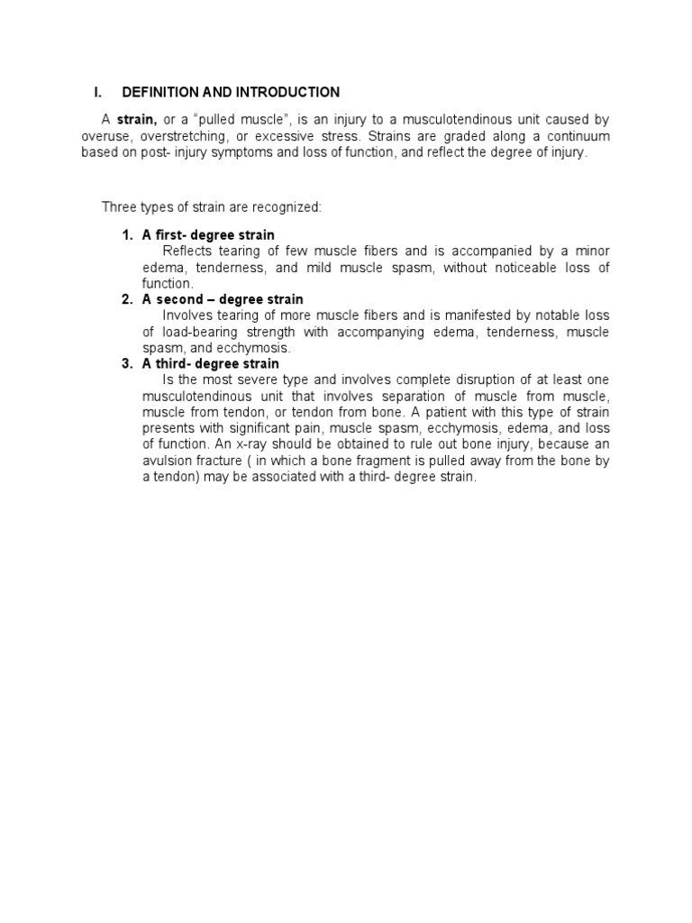 Understanding Muscle Strains: Types & Symptoms | PDF