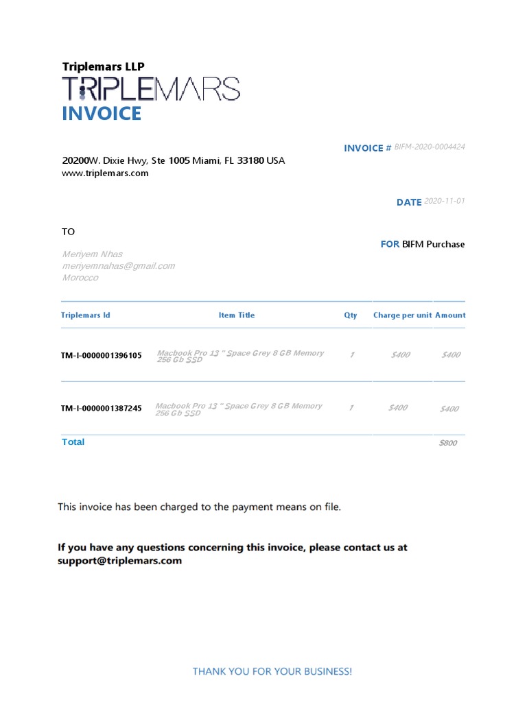 Invoice: Triplemars LLP | PDF