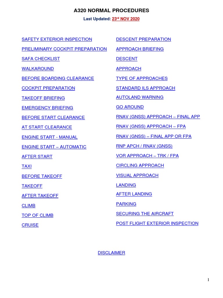 A320 Normal Procedures: Last Updated | Download Free PDF | Takeoff ...
