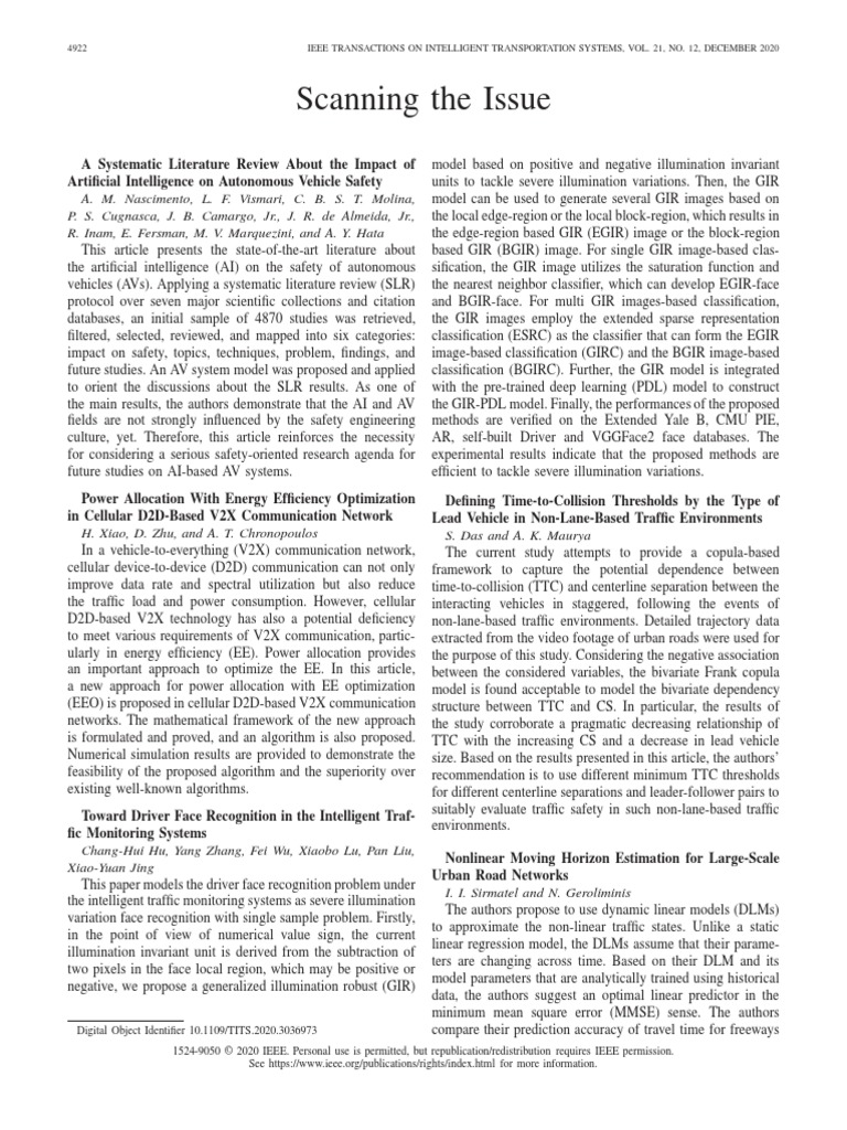 Scanning The Issue: 4922 Ieee Transactions On Intelligent ...