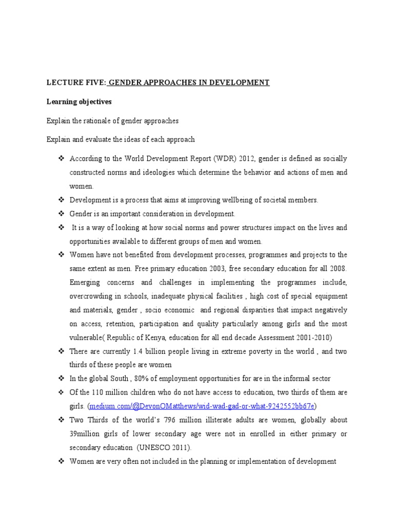 Gender Approaches in Development: Evaluating the Women in Development ...