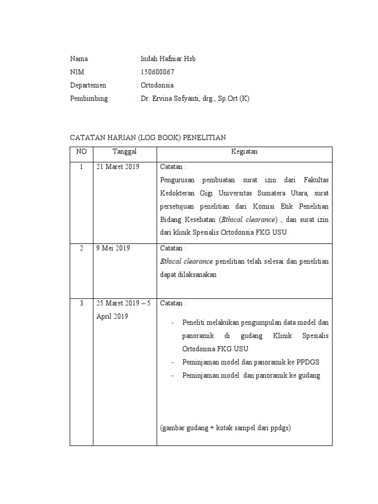 Logbook Penelitian Indah | PDF
