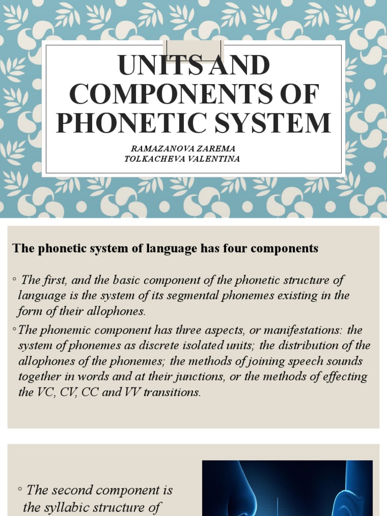 Units and Components of Phonetic System | PDF