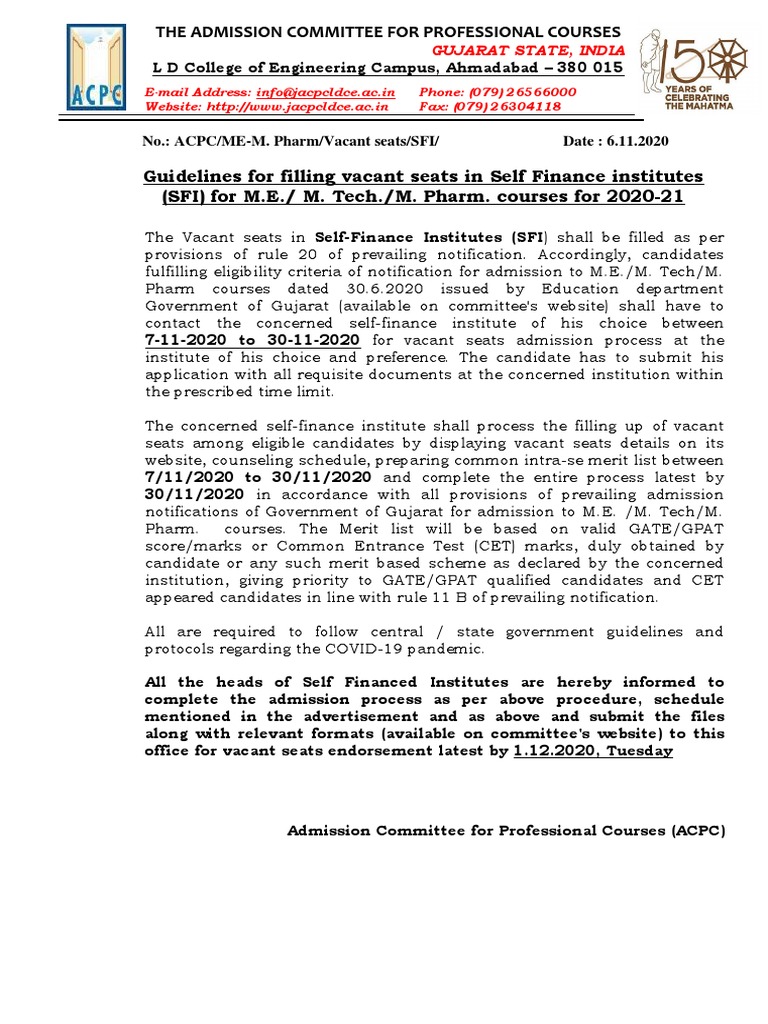 The Admission Committee For Professional Courses | PDF