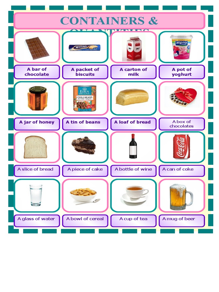 Containers & Quantities: Abarof Chocolate A Packet of Biscuits A Carton ...