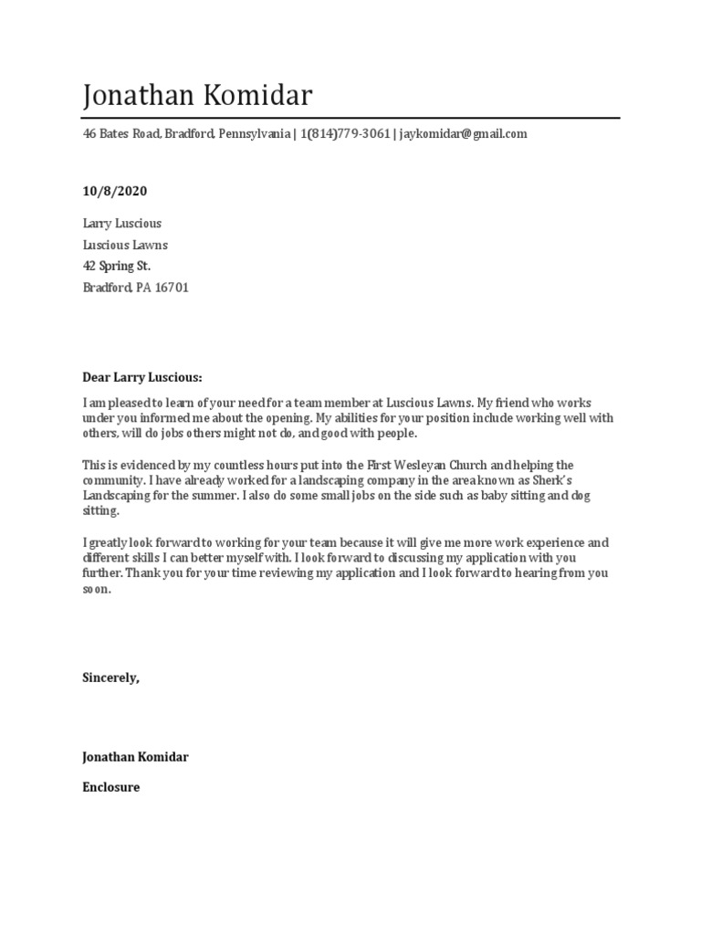 Cover Letter1 | PDF
