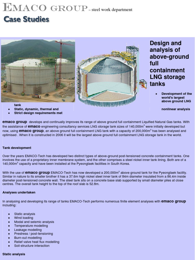 Design and analysis of above-ground full containment LNG storage tanks