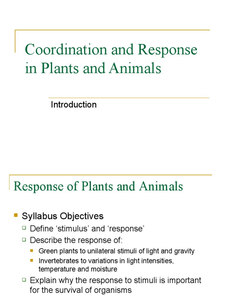 Coordination and Response in Plants and Animals | PDF | Stimulus ...