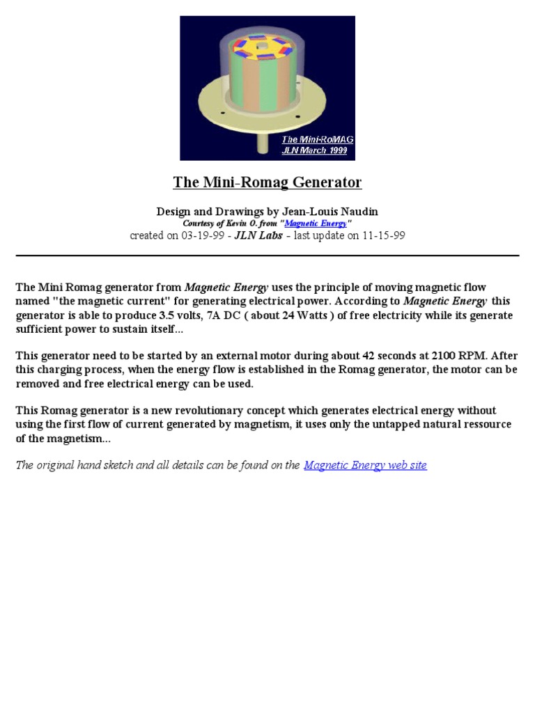 Mini-Romag Generator Design Guide | PDF | Inductor | Electric Generator