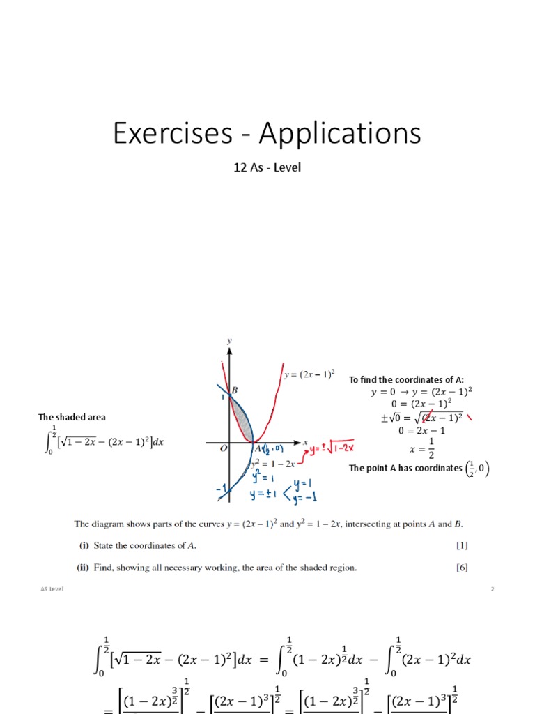 Exercises Integration | PDF | Analytic Geometry | Geometric Shapes