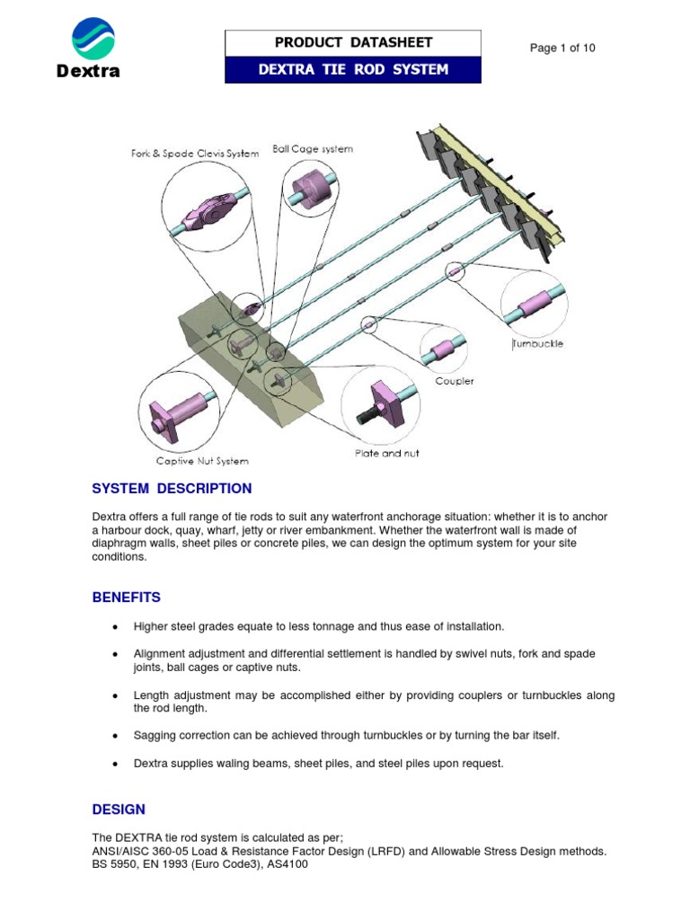 Dextra Tie Rod Systems Overview | PDF | Deep Foundation | Nut (Hardware)