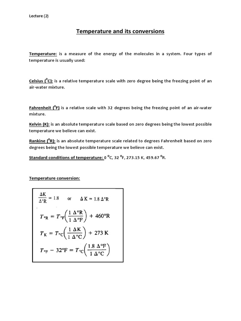 Understanding Temperature Scales, Conversions, Pressure Measurements ...