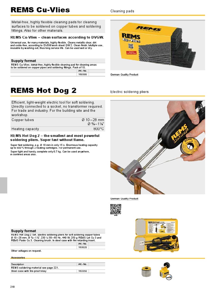 REMS Cu-Vlies - Clean Surfaces According To DVGW.: Supply Format | PDF