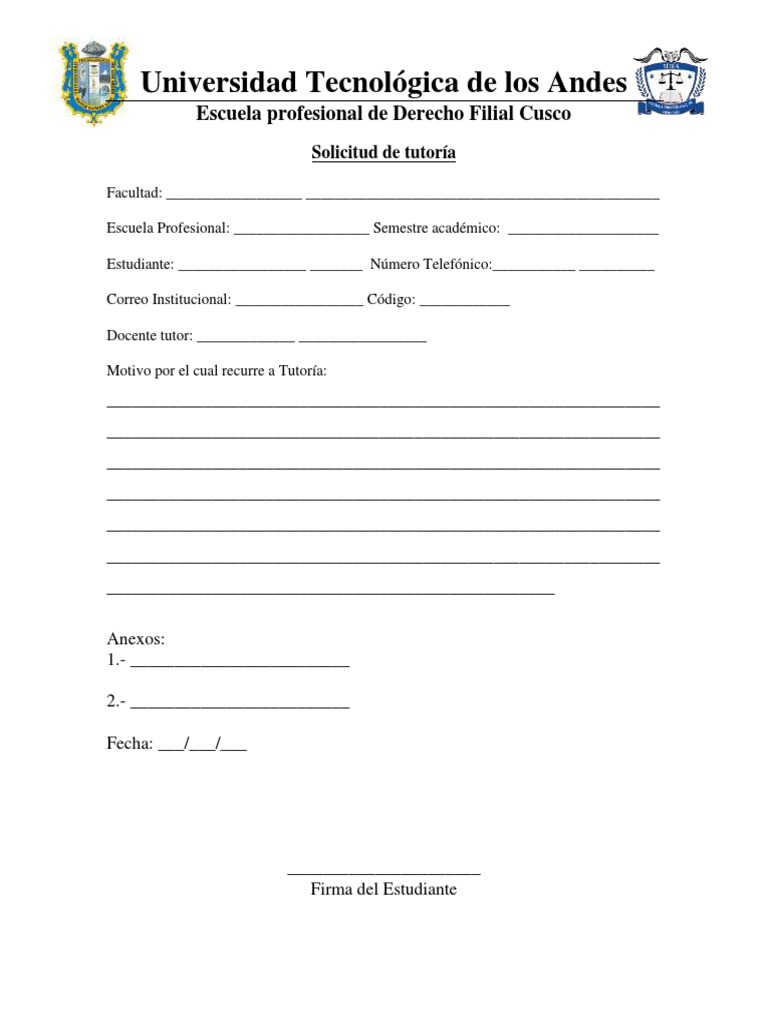 Solicitud de Tutoría PDF | PDF