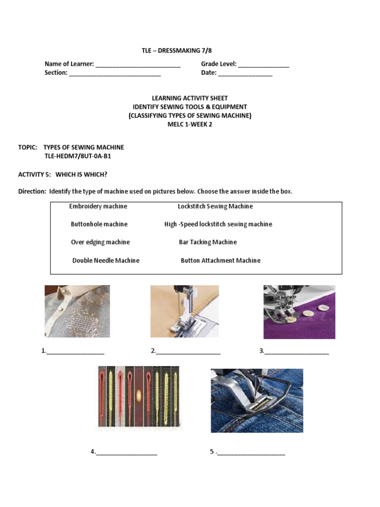 Tle Week 2 | Download Free PDF | Sewing | Textiles