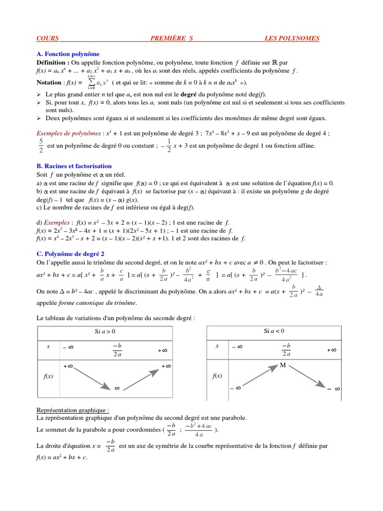 Cours sur les polynômes et leurs solutions | PDF | Polynôme | Zéro d ...