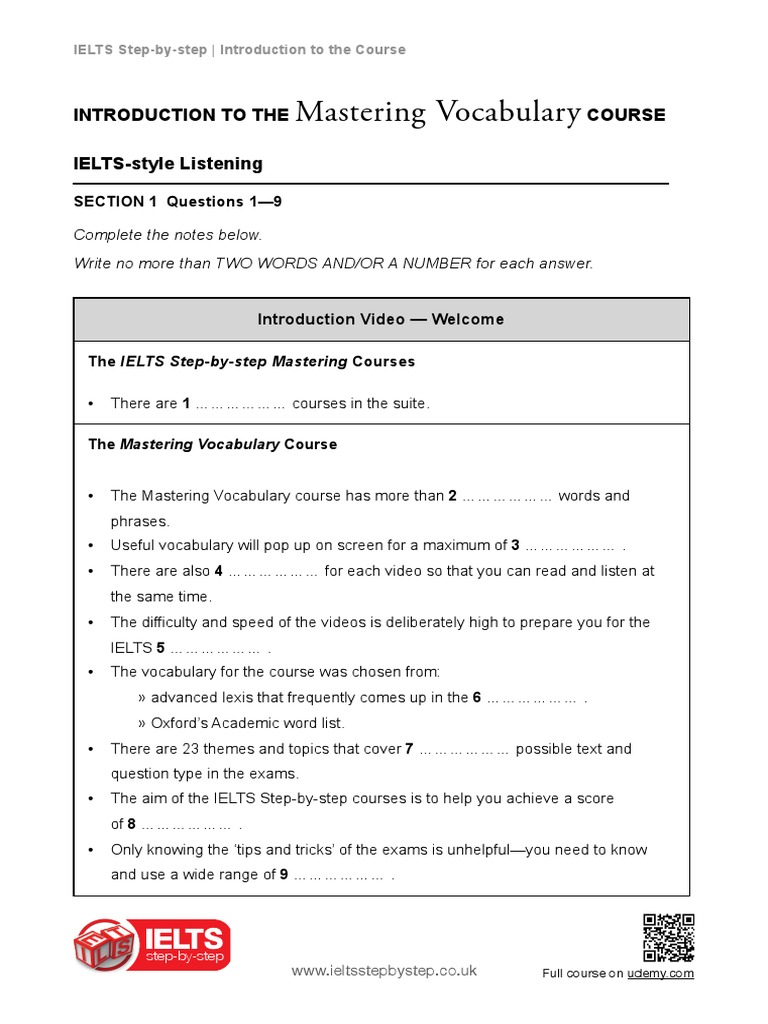 1.3 IELTS-style Listening For Introduction Video | PDF | International ...